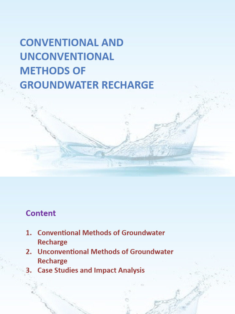 Groundwater Recharge Methods Overview | PDF | Groundwater | Aquifer