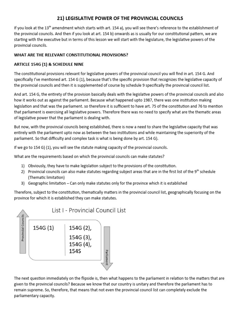 21) Legislative Powers of Provincial Councils | PDF | Parliament | Bill ...