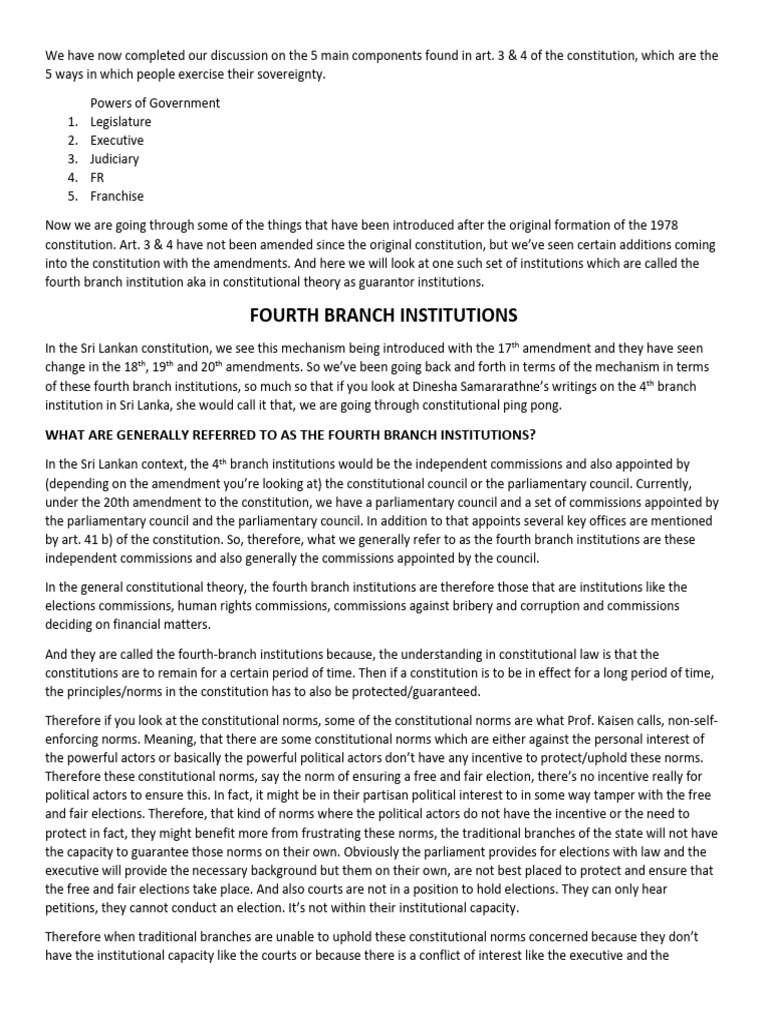 19) Fourth Branch Institutions | PDF | Constitution | Government