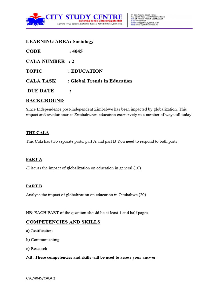 O Level Sociology CALA component B 2023 | PDF