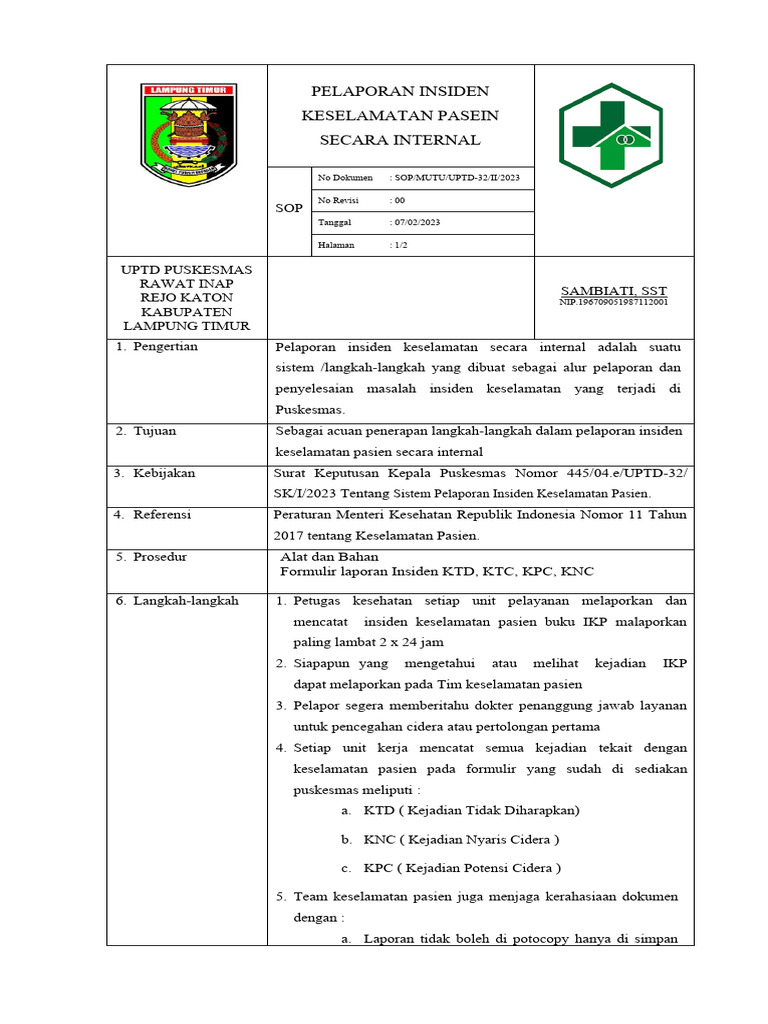 SOP Pelaporan Insiden KP SCR Internal | PDF | Komputer