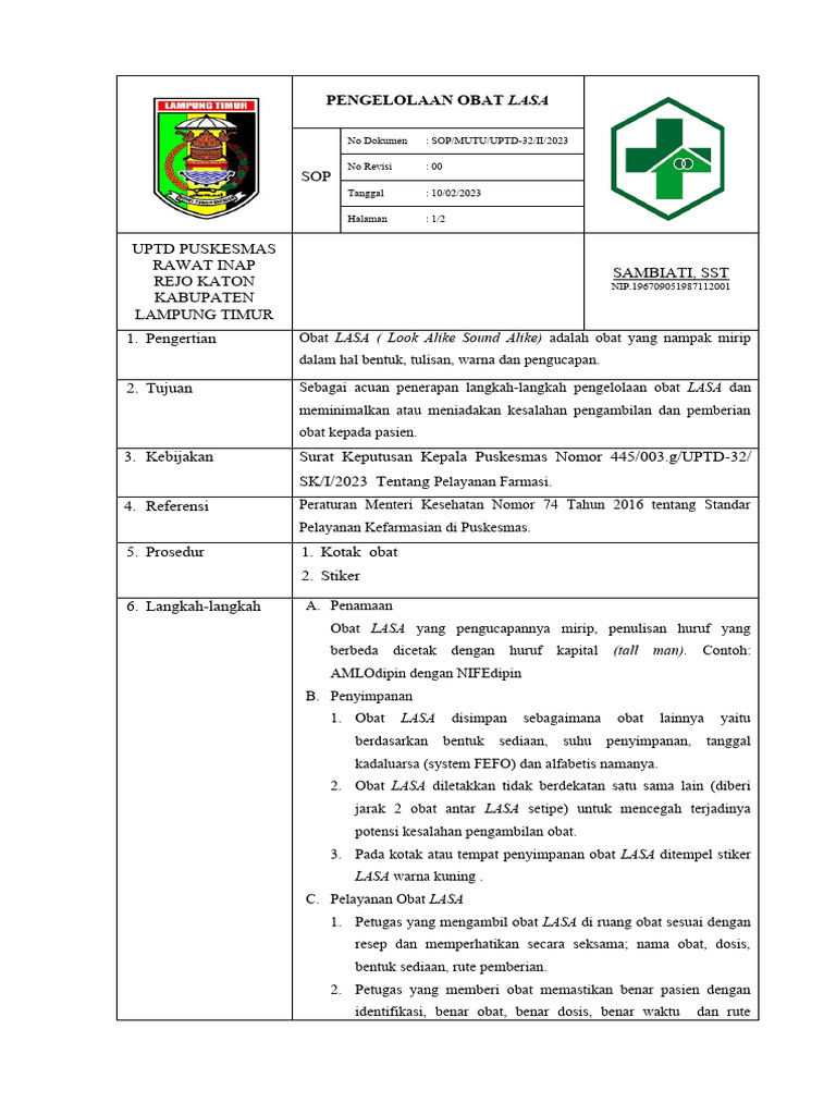 Sop Pengelolaan Obat | PDF