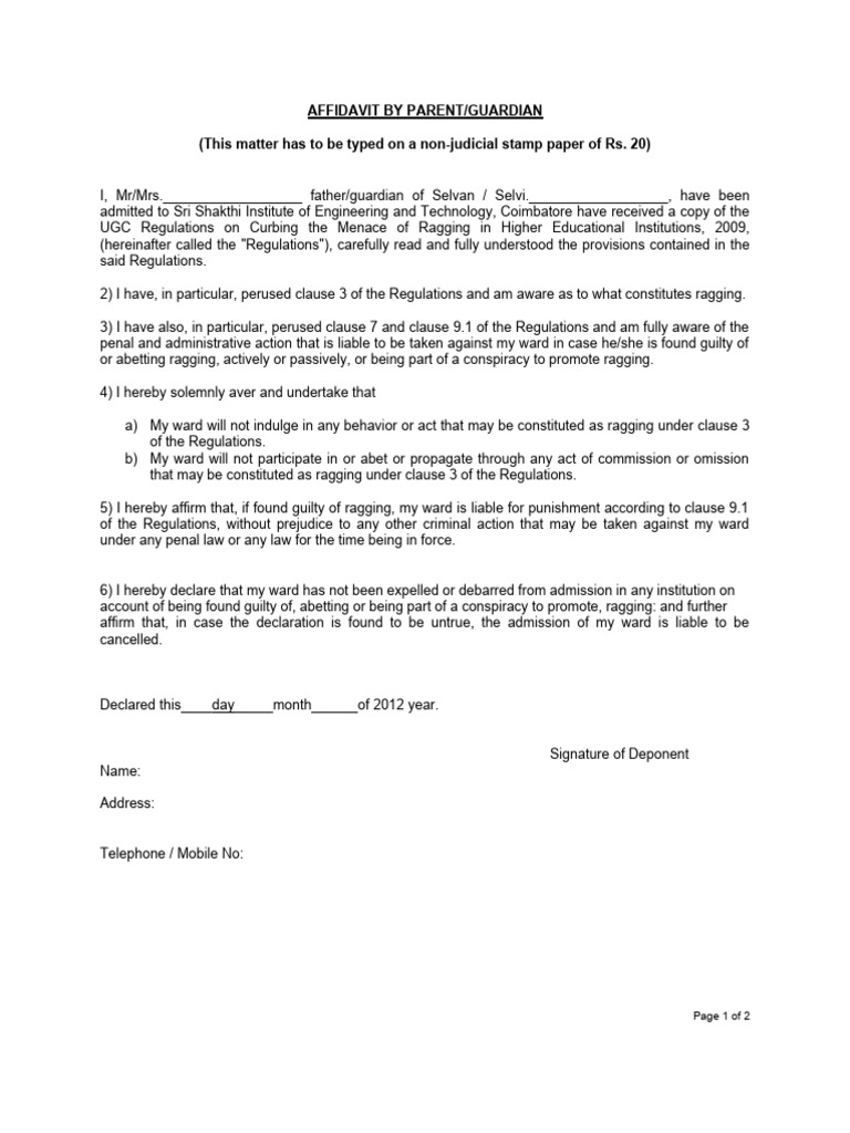 AFFIDAVIT Format | PDF | Affidavit | Justice