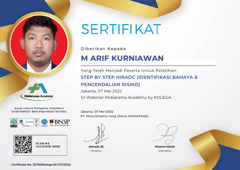Sertifikat 165777.111.17800 Step by Step Hiradc Identifikasi Bahaya Pengendalian Risiko Batch 1 ...