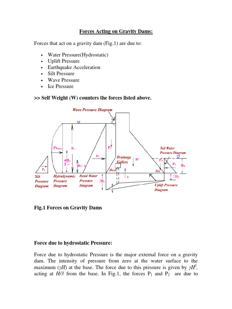 Gravity Dam Force Analysis | PDF | Dam | Force