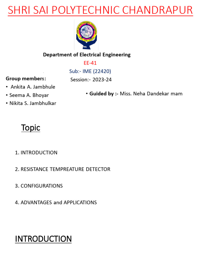 Shri Sai Polytechnic Chandrapur: Department of Electrical Engineering | PDF