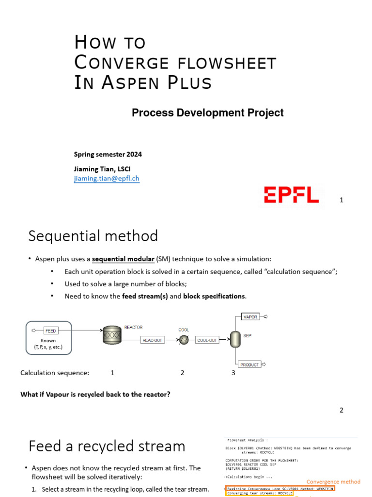 Converging Tear Streams in Aspen Plus | PDF | Engineering Tolerance ...