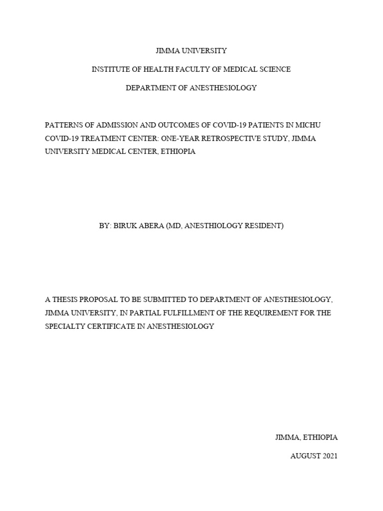 Biruk Abera Final Proposal | PDF | Comorbidity | Intensive Care Medicine