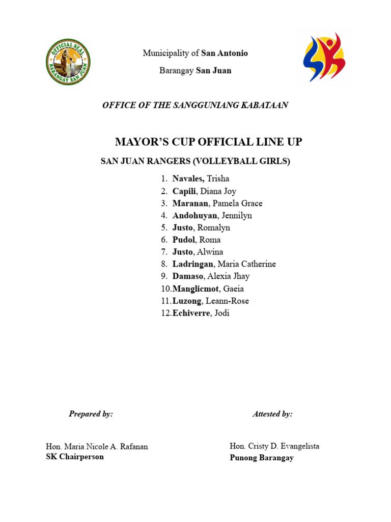 Mayors Cup Line Up | PDF