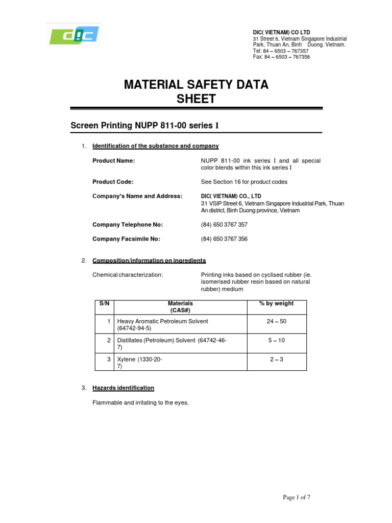 MSDS of 811 | PDF
