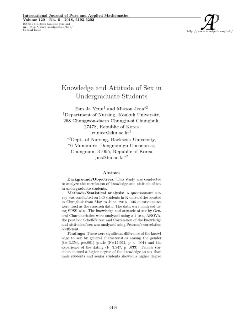 Knowledge and Attitude of Sex in Undergraduate Students | PDF ...