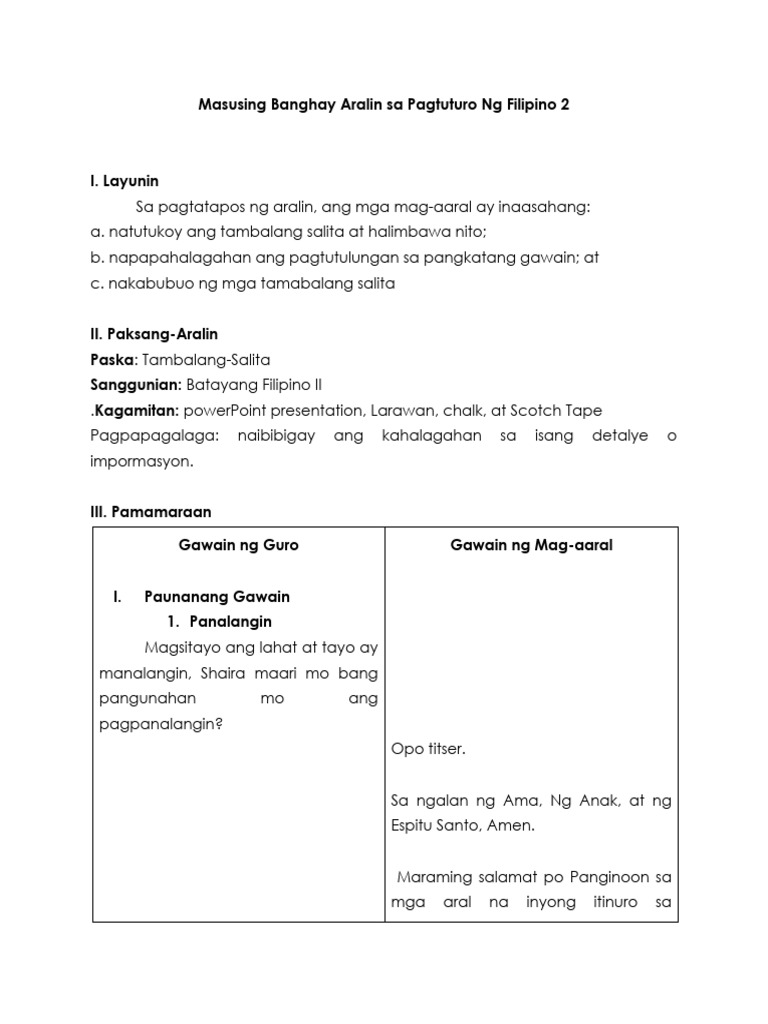 Filipino 2 Lesson Plan (April 8 2024) | PDF
