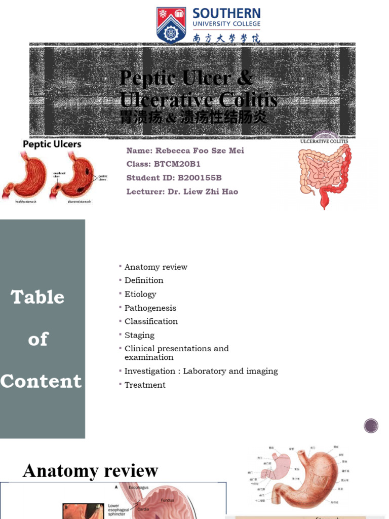 Peptic Ulcer & Ulcerative Colitis | PDF | Ulcerative Colitis ...