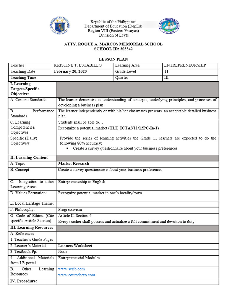 lesson plan about creation of survey forms | PDF | Survey Methodology ...