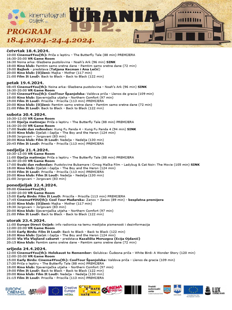 Program Kina Urania 18.4.-24.4.2024 | PDF