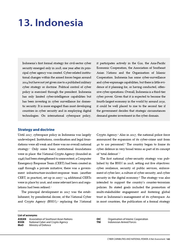 Cyber Capabilities and National Power - Indonesia | PDF | Cyberwarfare ...