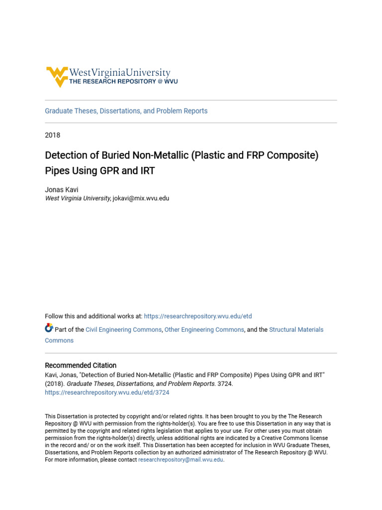 Detection of Buried Non-Metallic (Plastic and FRP Composite) Pipe | PDF | Radar | Pipe (Fluid ...