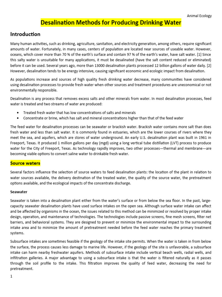 Water desalination | PDF | Desalination | Ion