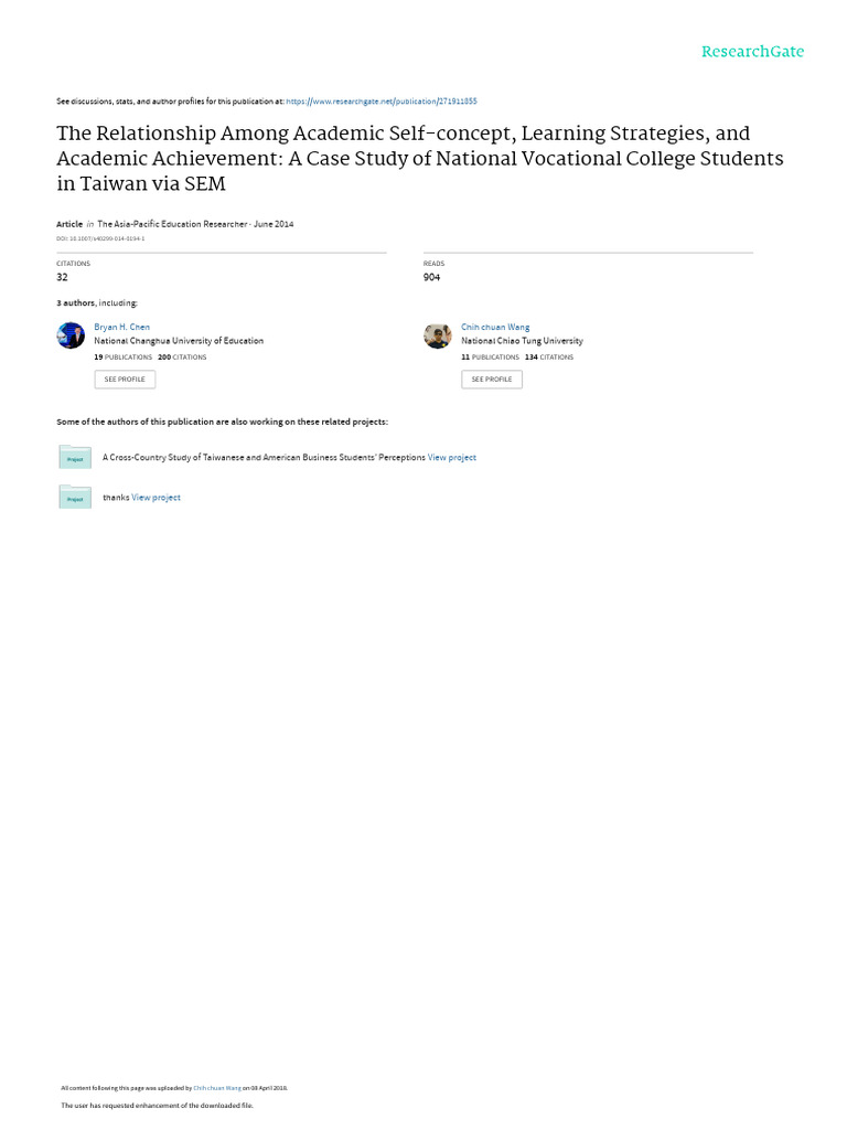 The Relationship Among Academic Self-Concept, Learning Strategies, and ...