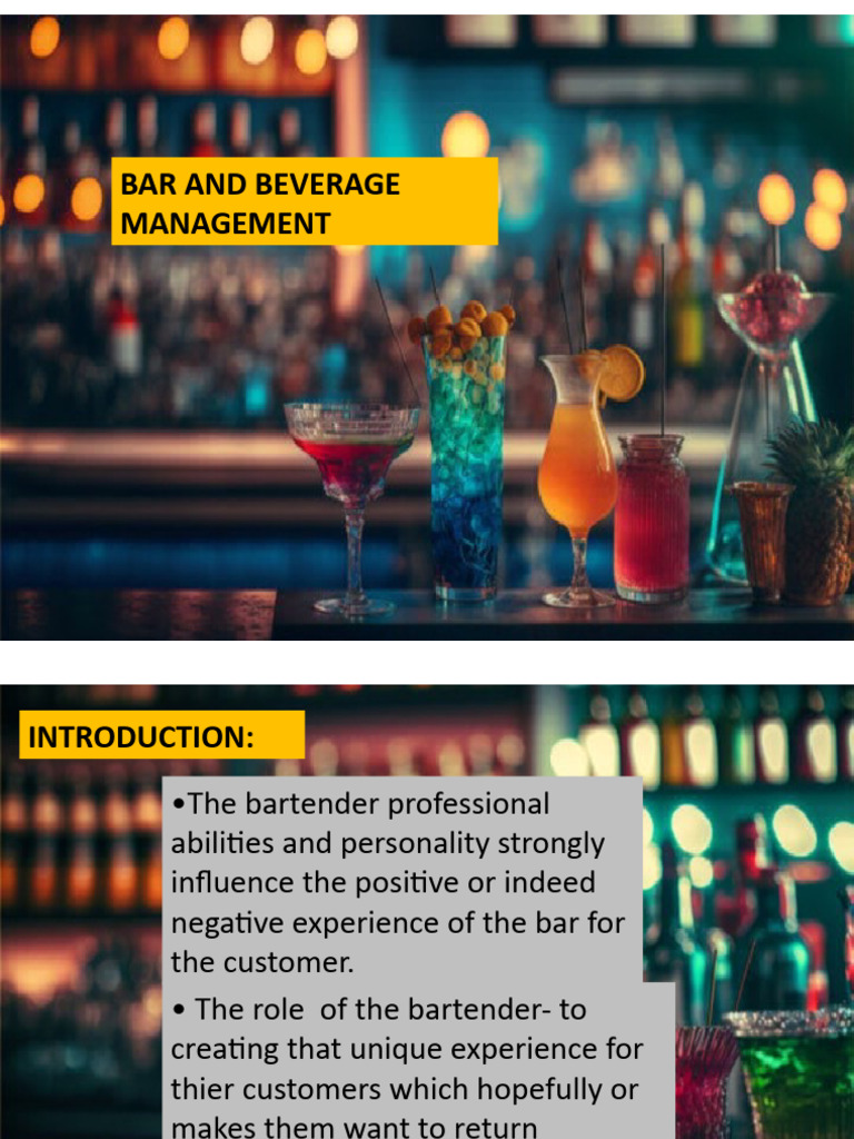 Bar and Beverage Management | PDF | Bartender | Drink