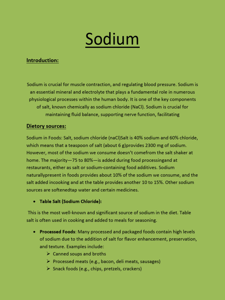 Sodium | PDF | Sodium Chloride | Sodium