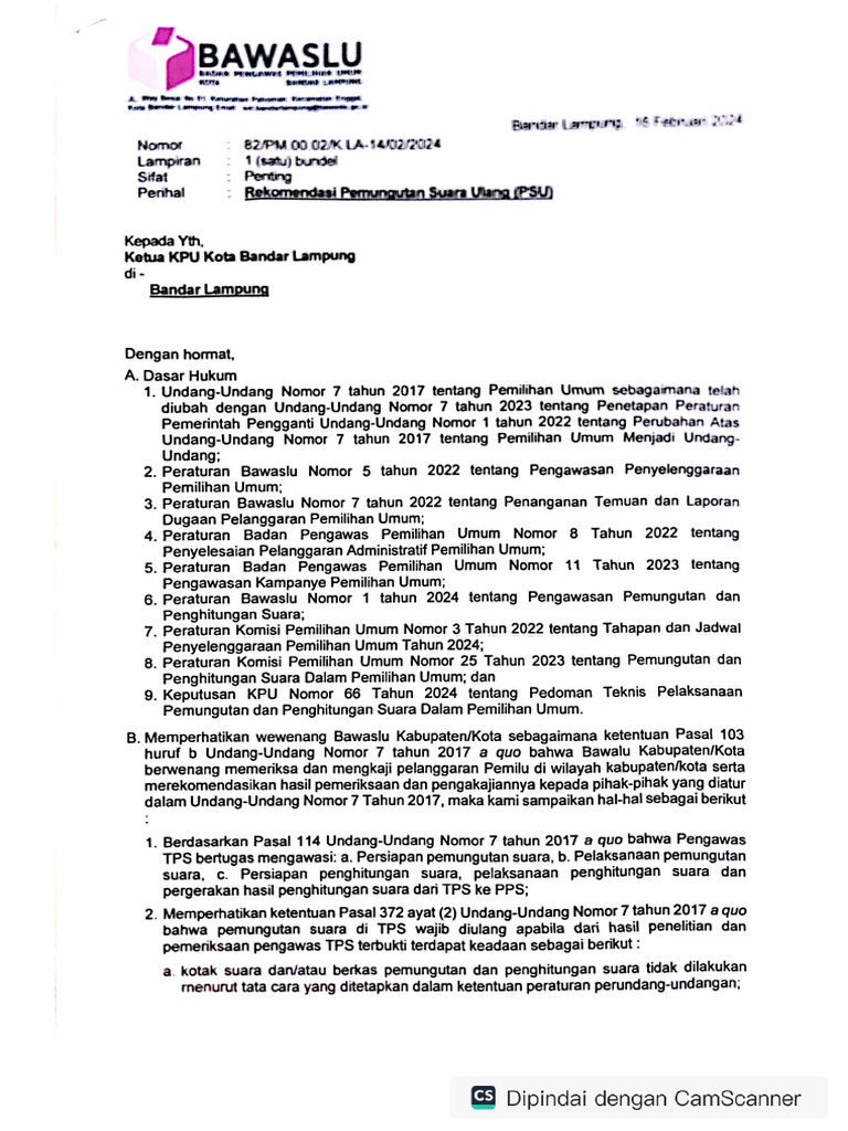 Surat PSU Raja Basa | PDF