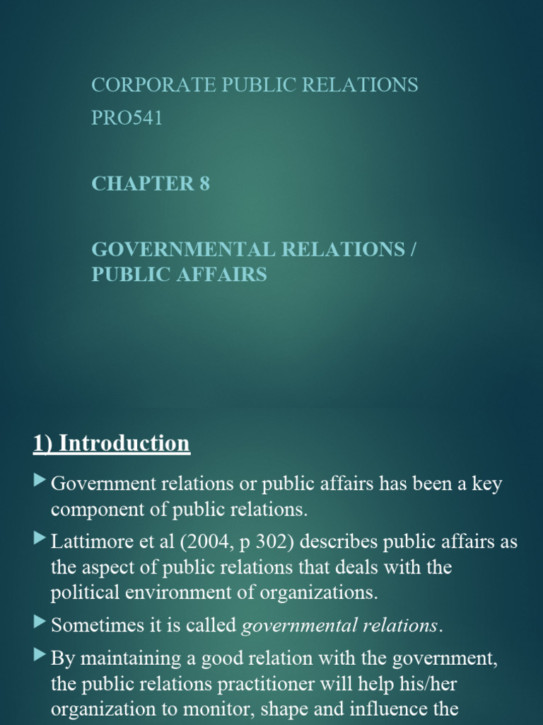 Chapter 8 - Government Relations | PDF | Public Relations | Policy
