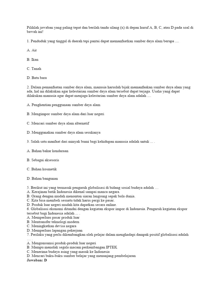 Soal AKM IPS SD Kls 6 | PDF