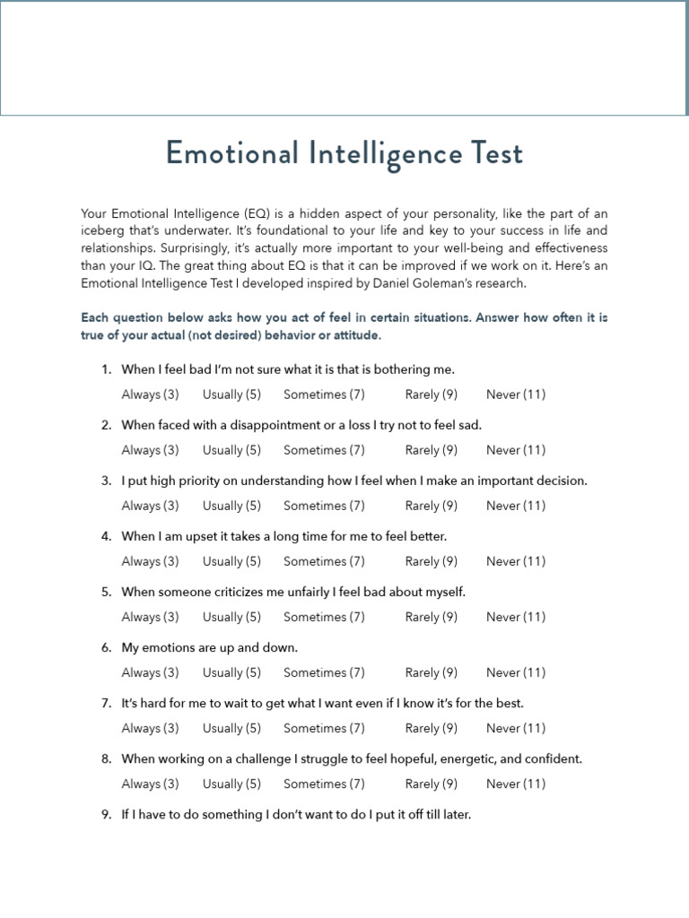 EQ-Test Small | PDF | Emotional Intelligence | Psychology
