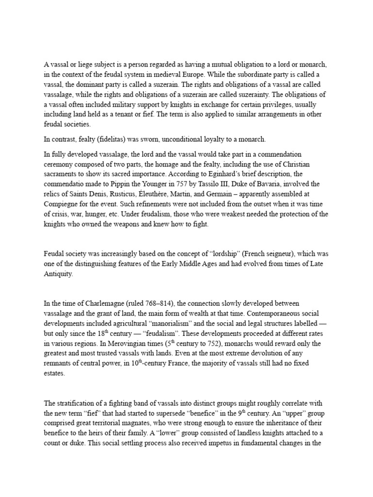Vassal | PDF | Feudalism | Middle Ages