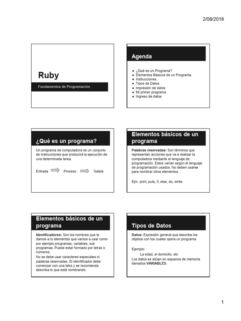 02 - Ruby-Fund. de Prog. | PDF | Tipo de datos | Lenguaje de programación
