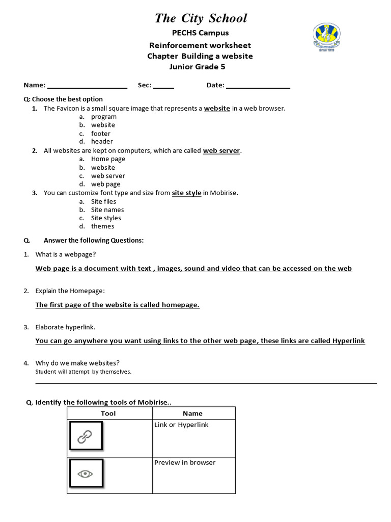 Building A Website Grade 5 Solution | PDF | Computers