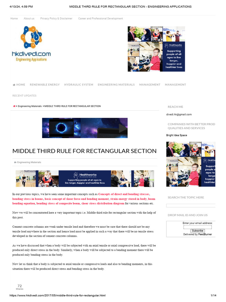 Middle Third Rule For Rectangular Section - Engineering Applications ...