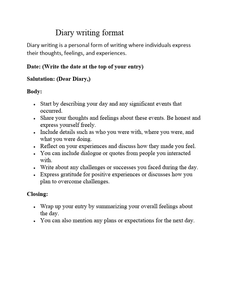 Diary Writing Format | PDF | Madam | Human Communication