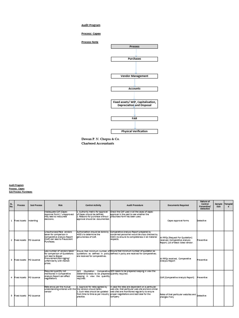 4.a Audit Program - Capex - RRRRR | PDF | Verification And Validation | Audit