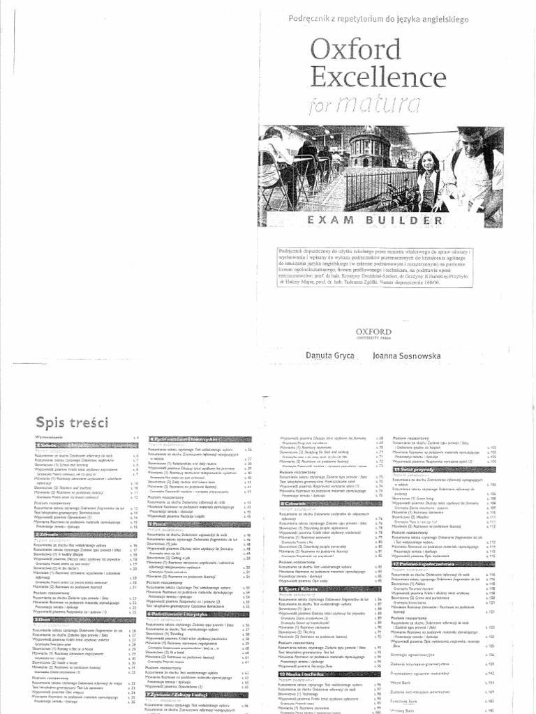 OXFORD EXCELLENCE FOR MATURA - Danuta Gryca, Joanna Sosnowska - OXFORD | PDF