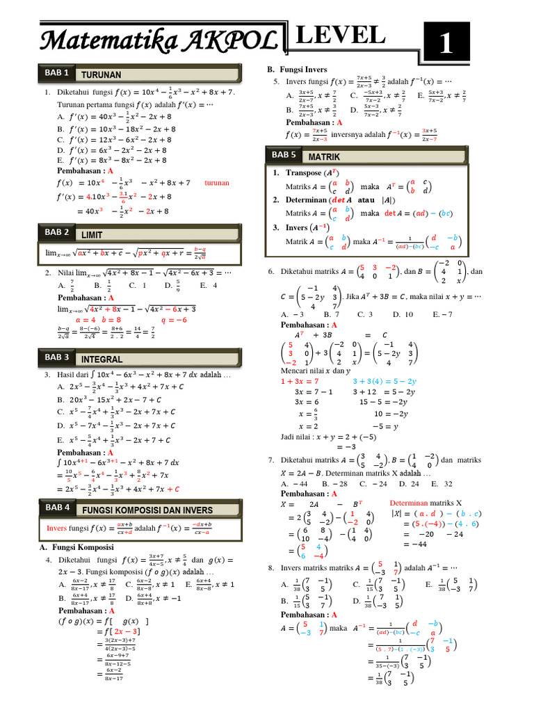 Soal dan Pembahasan Matematika AKPOL | PDF
