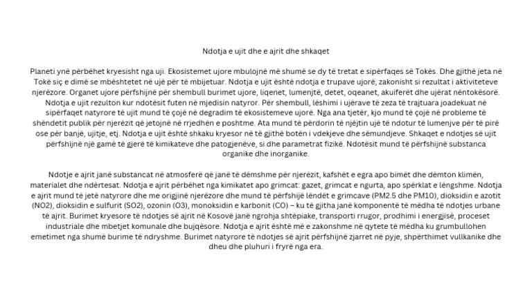 Ndotja e Ujit Dhe e Ajrit Dhe Shkaqet Planeti Ynë Përbëhet Kryesisht ...