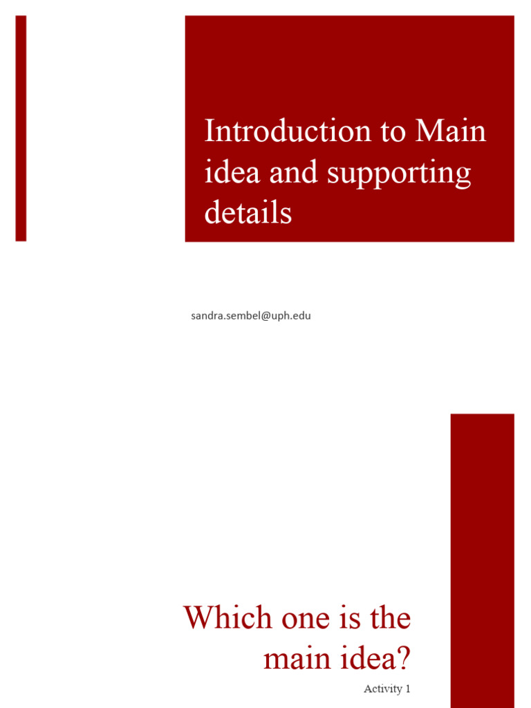Main Idea and Supporting Detail - Intro | PDF | Lifestyle