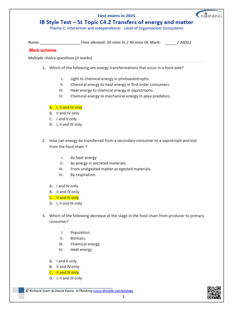Energy Transfers in Ecosystems: IB C4.2 | PDF | Food Web | Ecosystem