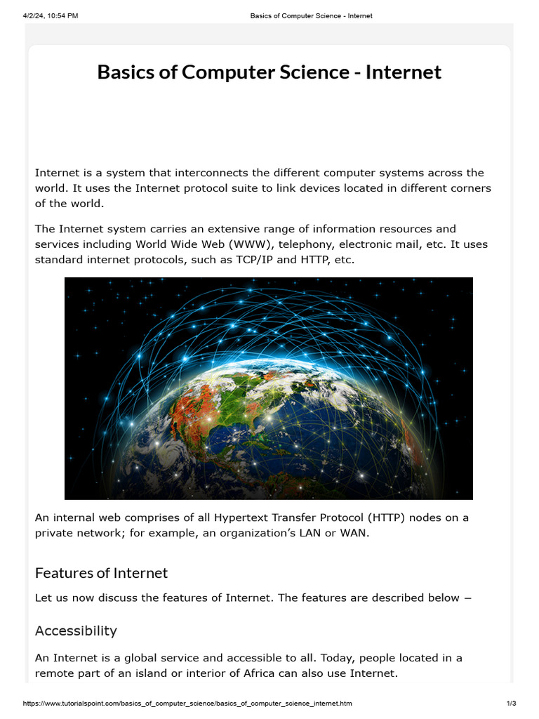 Basics of Computer Science - Internet | PDF | Internet | Internet Protocol Suite