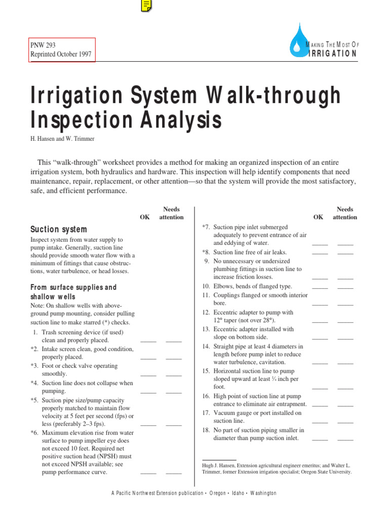 Irrigation Systems Walkthrough | PDF | Pump | Mechanical Engineering