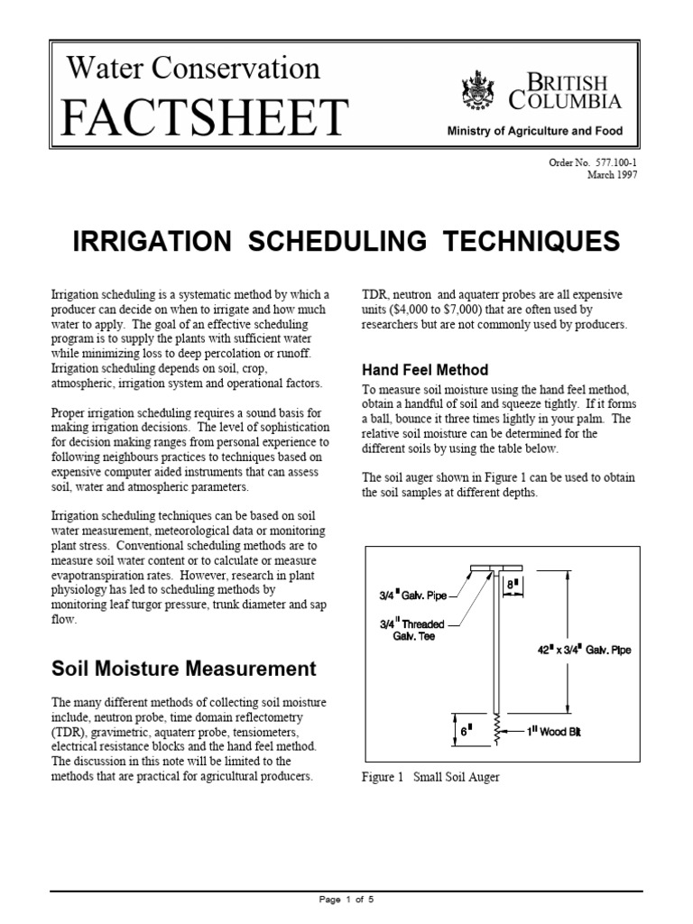 Irrigation Scheduling Techniques Guide | PDF | Soil | Evapotranspiration
