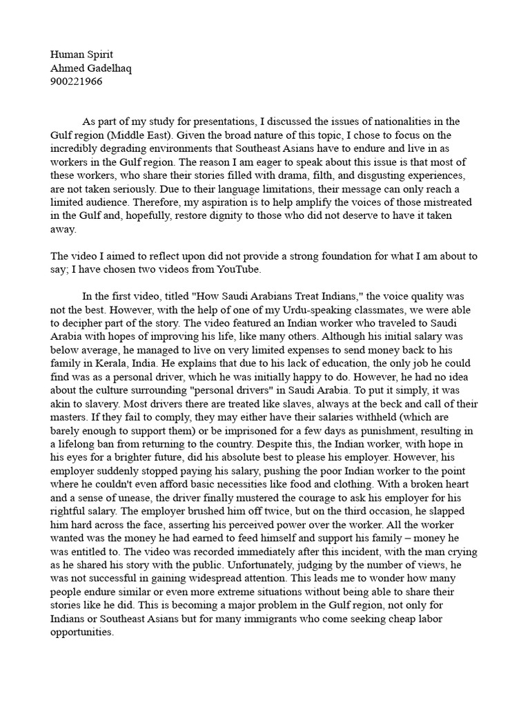 Video+ Interview Reflections | PDF | Saudi Arabia | Employment