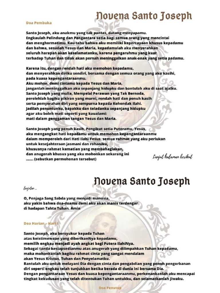Novena Santo Yoseph | PDF