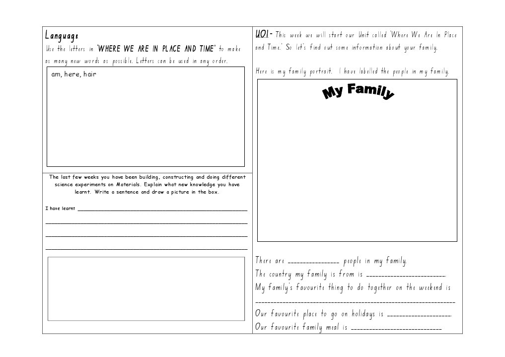 Family and Time Exploration Activities | PDF