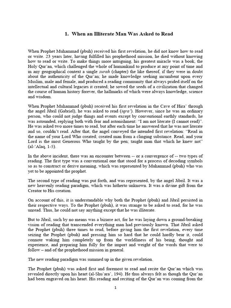 1 When An Illiterate Man Was Asked To Read | PDF | Quran | Islam