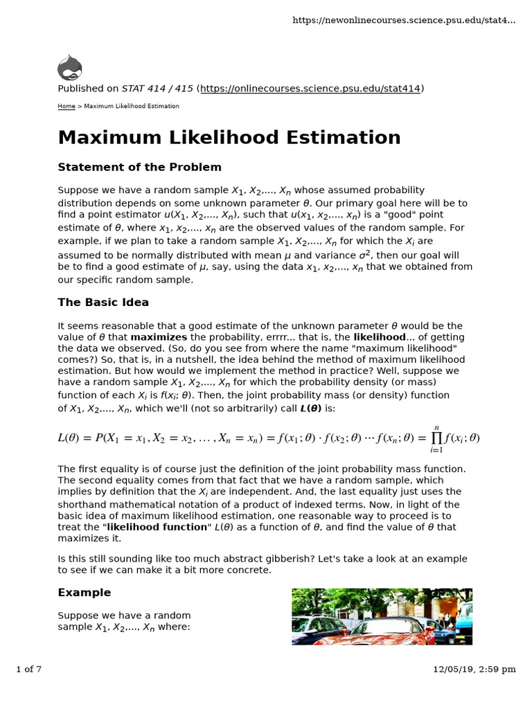 Maximum Likelihood Estimation | PDF | Estimation Theory | Estimator Maximum Likelihood Estimation | PDF | Estimation Theory | Estimator
