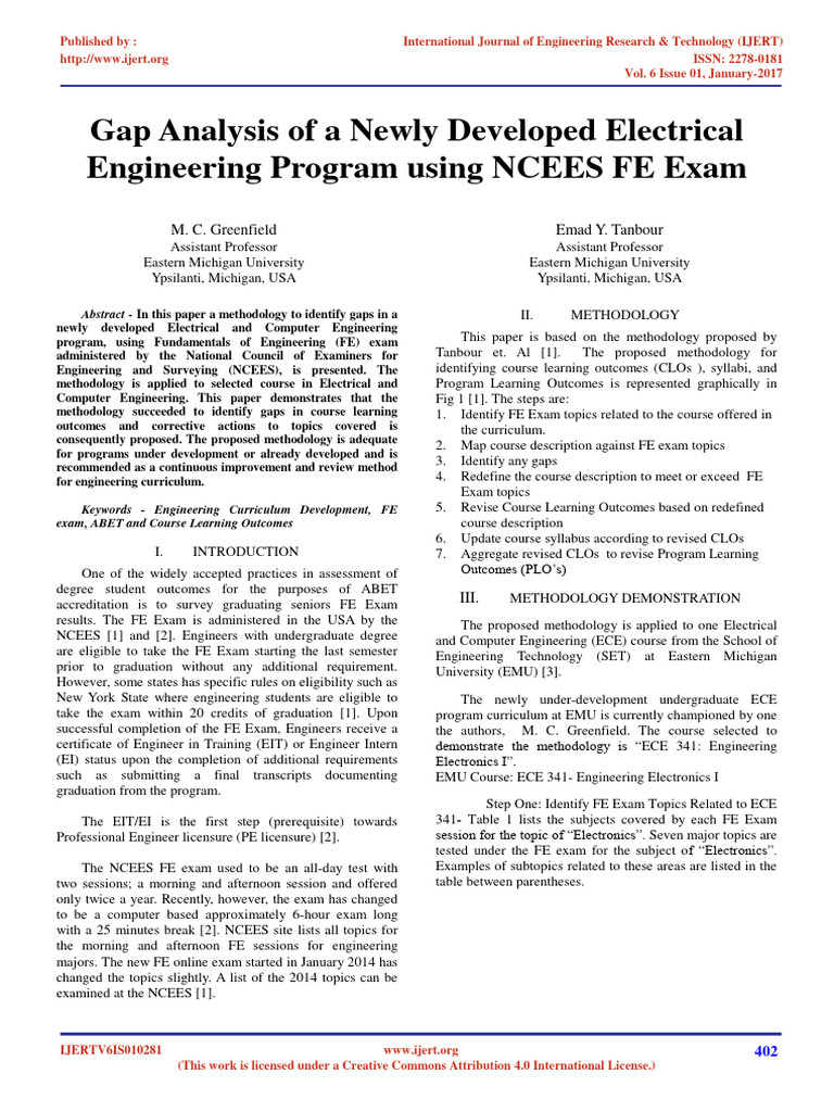 Gap Analysis of A Newly Developed Electrical Engineering Program Using ...