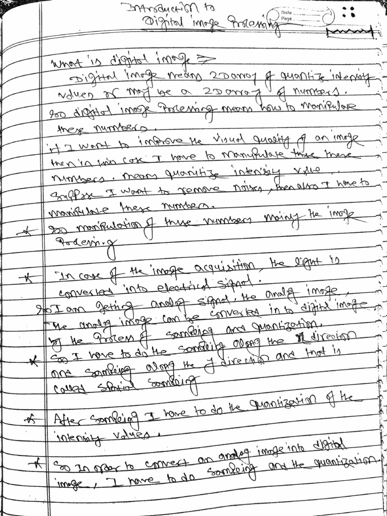 Hand Written Notes - Study Material - Image Processing | PDF